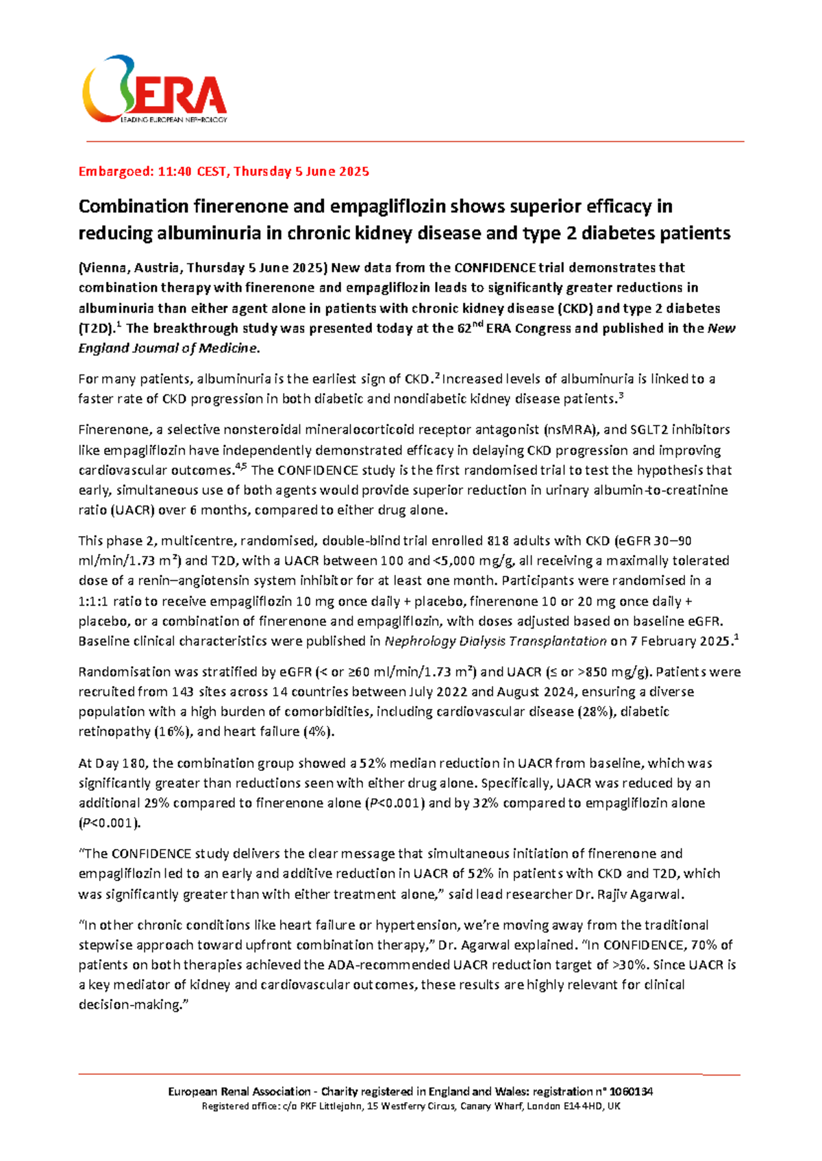 CONFIDENCE Trial: Efficacy of Finerenone & Empagliflozin in CKD & T2D ...