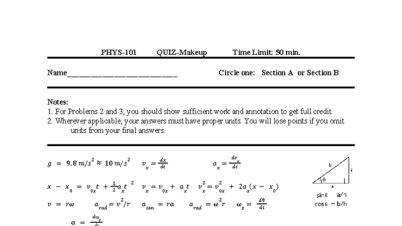 PHYS 101 Final Exam Practice: Momentum and Energy Problems - Studocu
