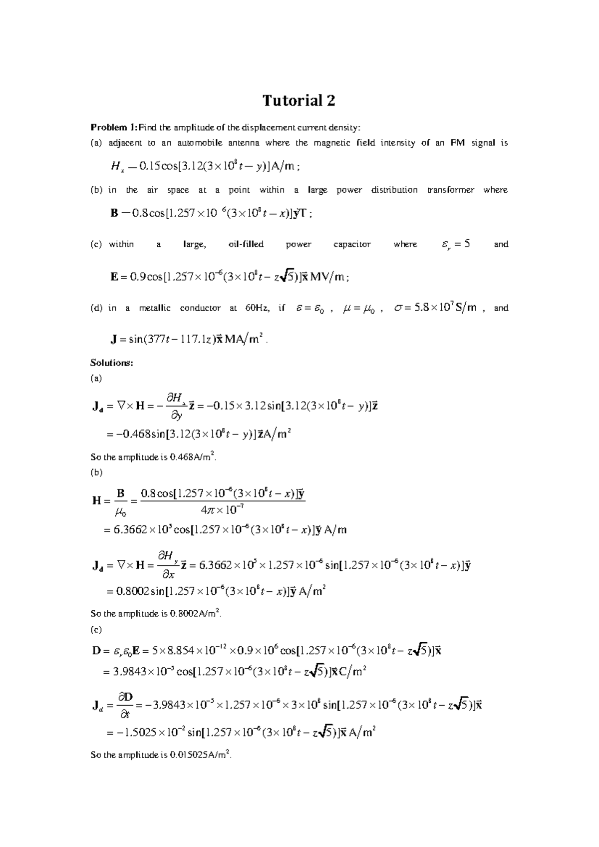 Maxwell Equations Practice Problems (with Solutions) - PHYS 301 - Studocu