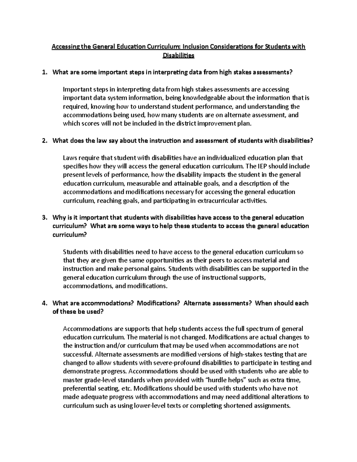 Inclusion Considerations: General Education Curriculum & Disabilities ...