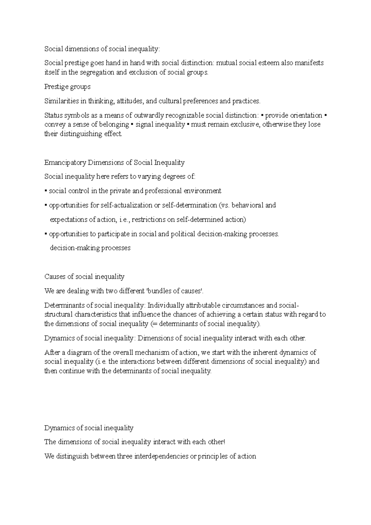 Social Dimensions of Social Inequality: Key Mechanisms and Dynamics ...