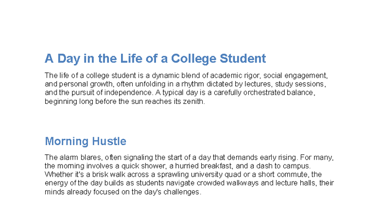 College Life Uncovered: A Day in the Life of a Student - Studocu