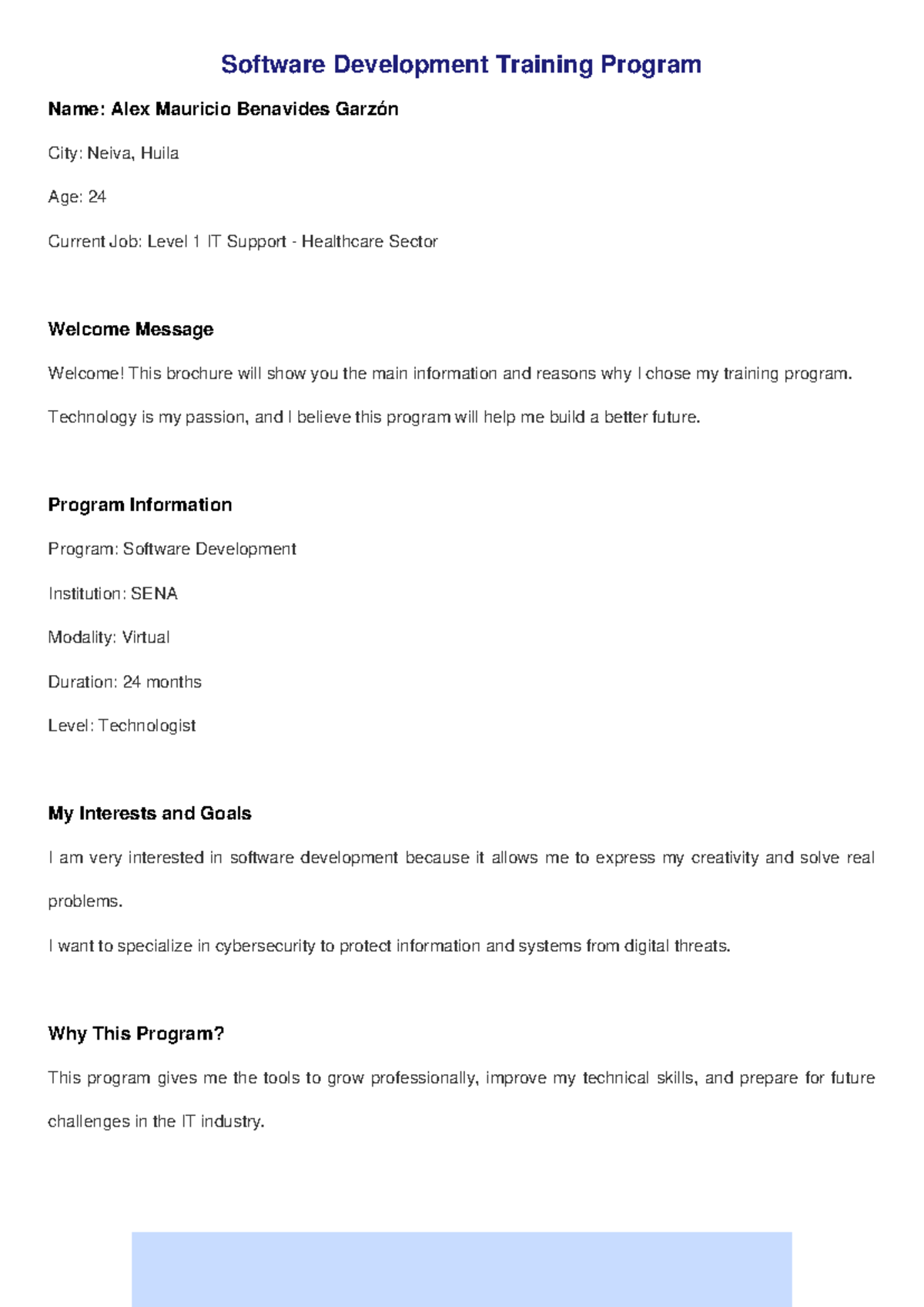 Software Development Training Program Overview - SENA - Studocu