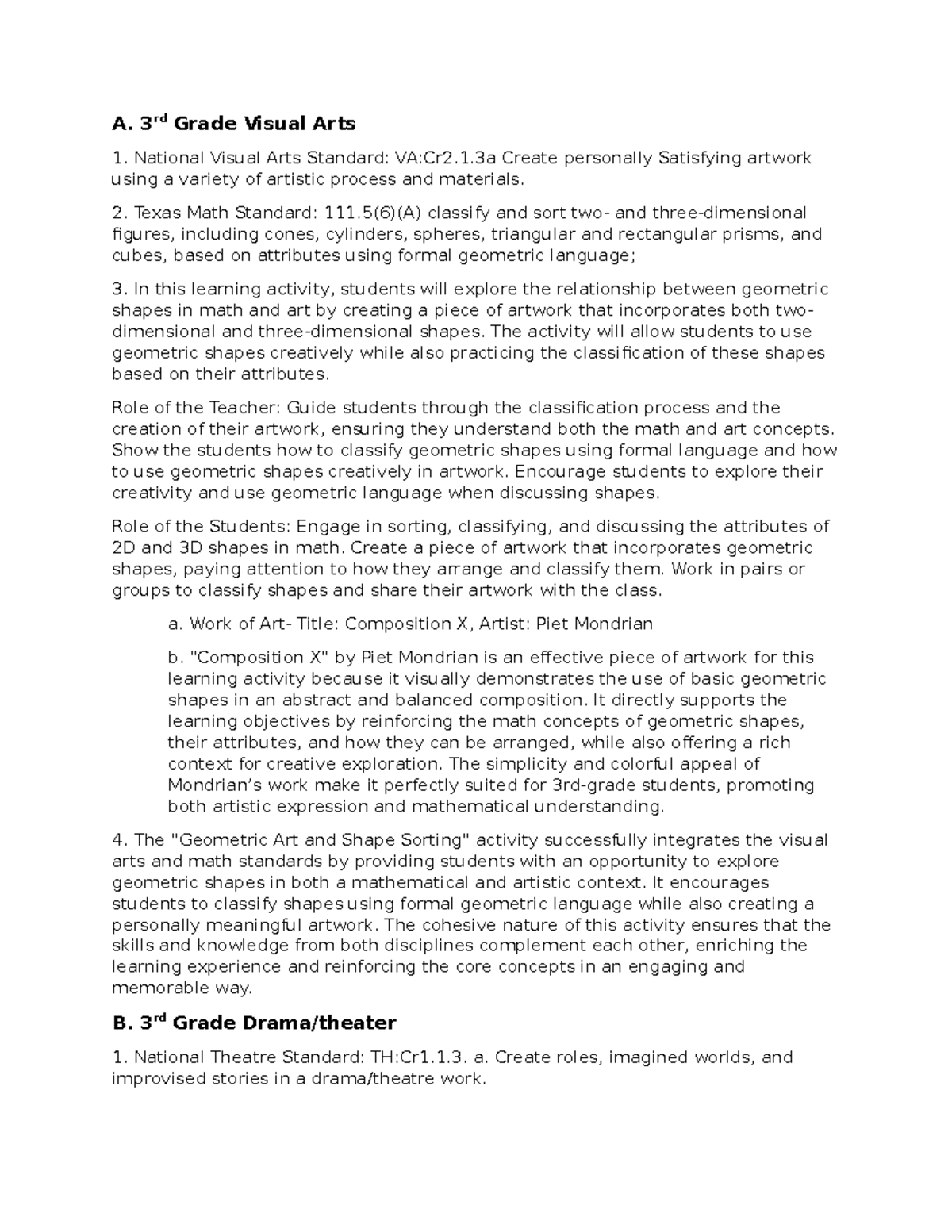 C105 3rd Grade Arts Integration: Math, Drama, and Music Activities ...