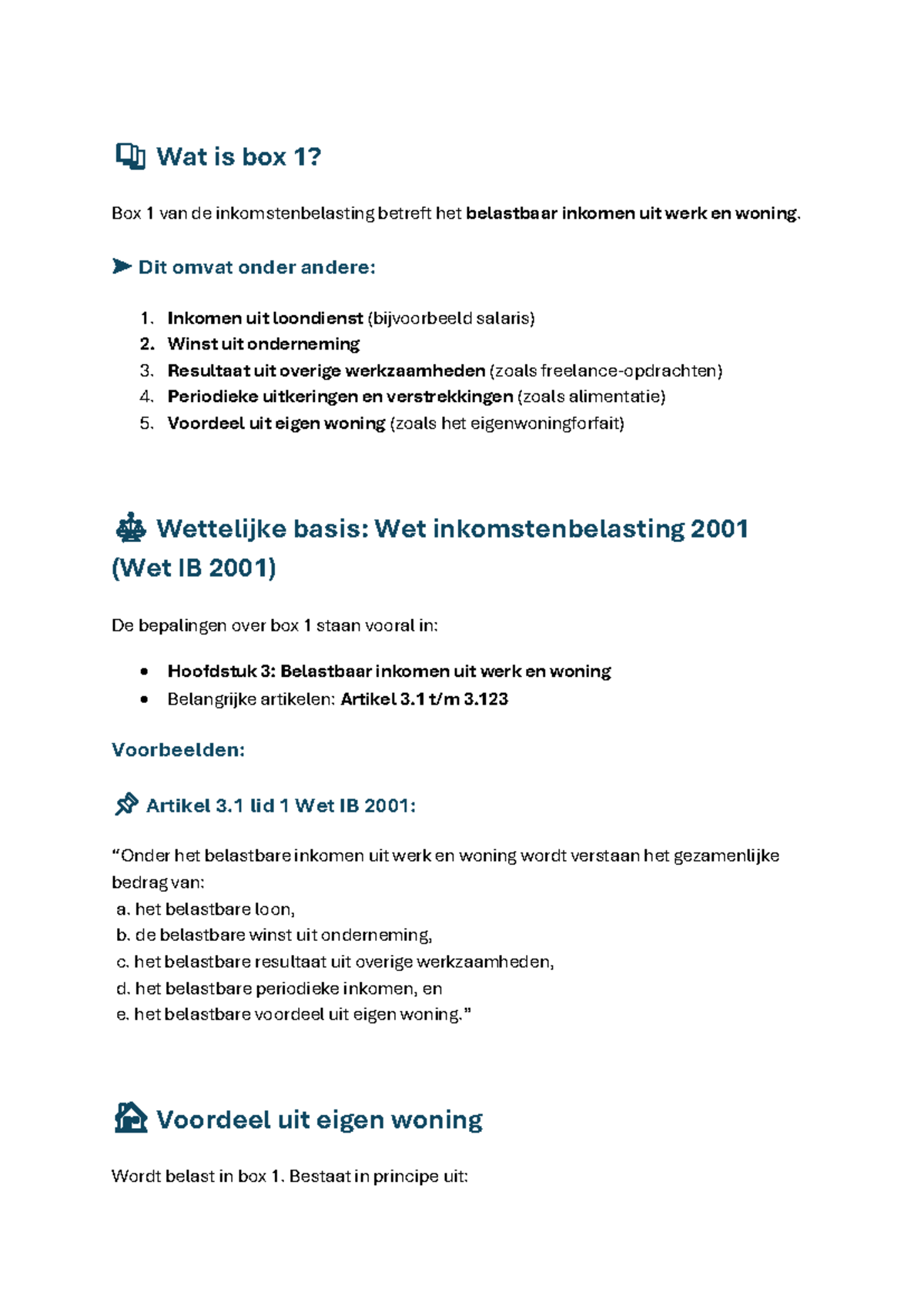 Inkomstenbelasting: Uitleg Box 1 en Belastbaar Inkomen (Doc 29 ...