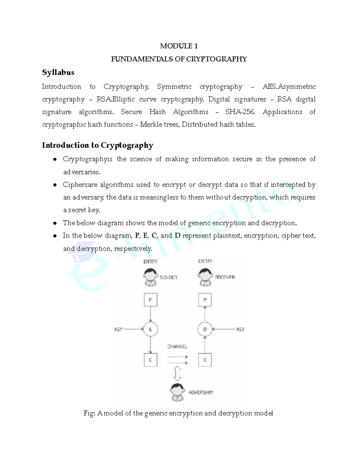 Module 1 - Fundamentals of Cryptography: Syllabus Overview and Key ...