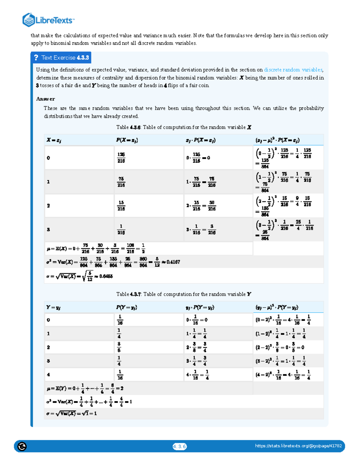 Elements of Statistics: Expected Value & Variance of Binomial RVs - Studocu