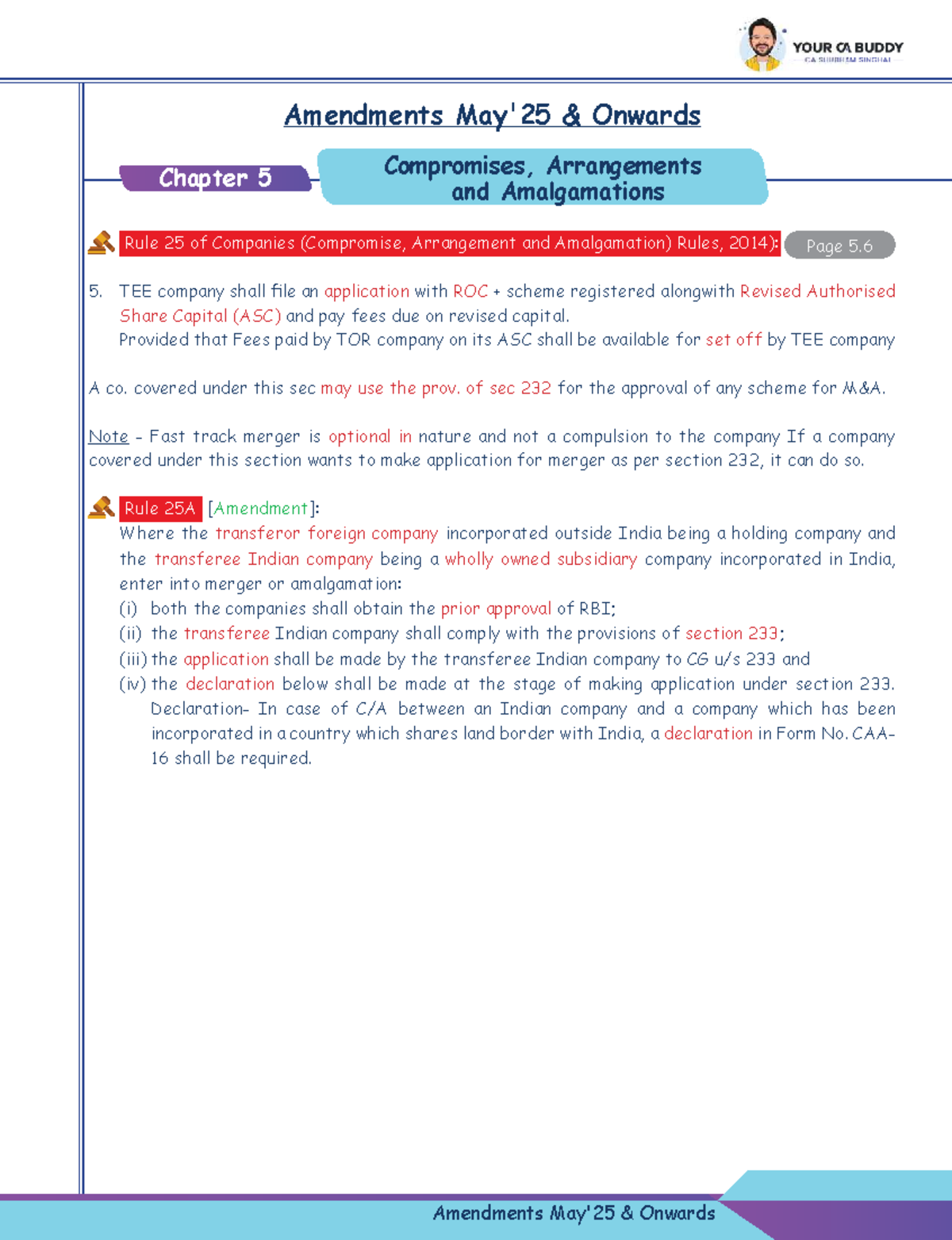 Amendments May'25 & Onwards: Companies Act Rules & Provisions - Studocu