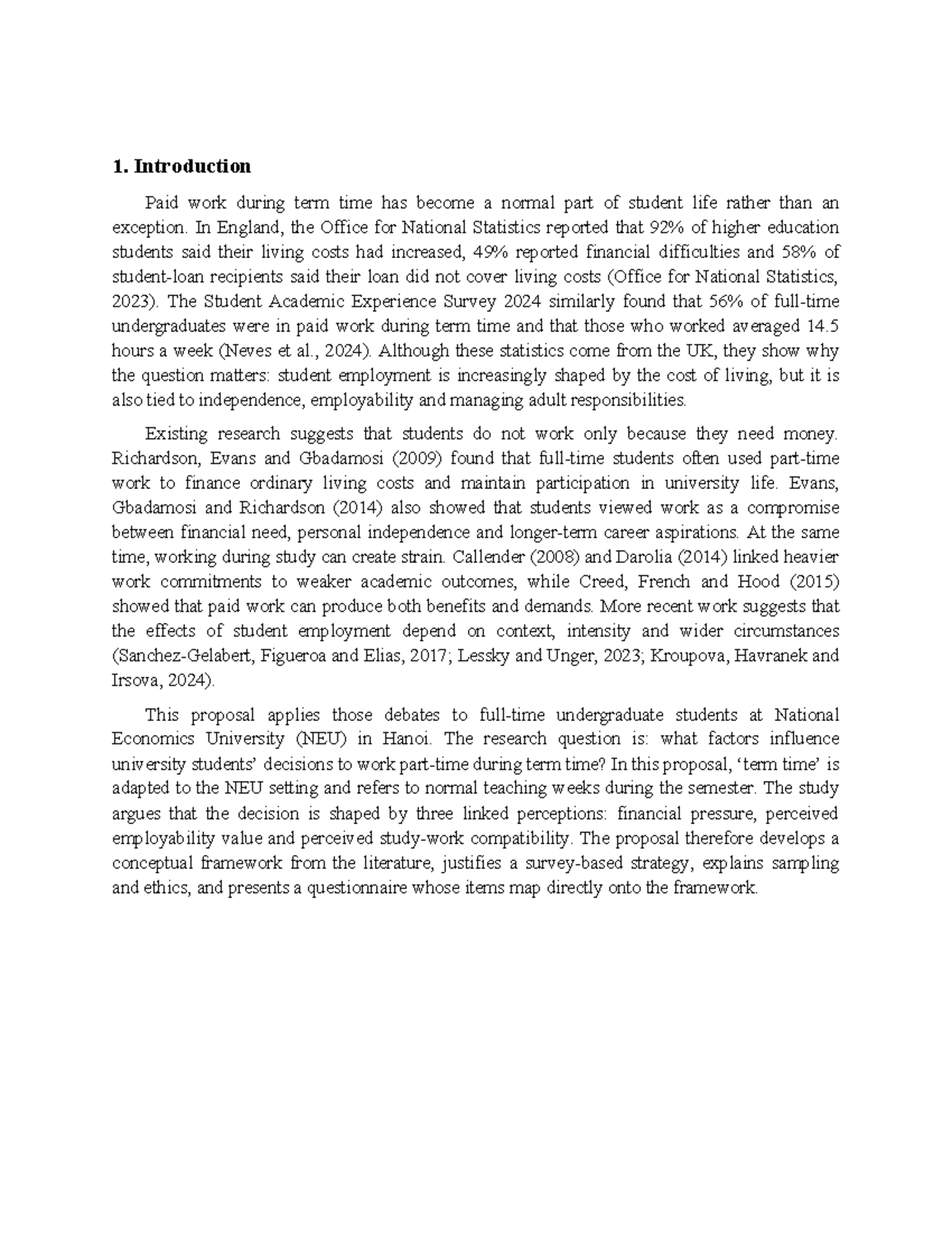 Factors Influencing NEU Students' Decisions to Work During Semester ...