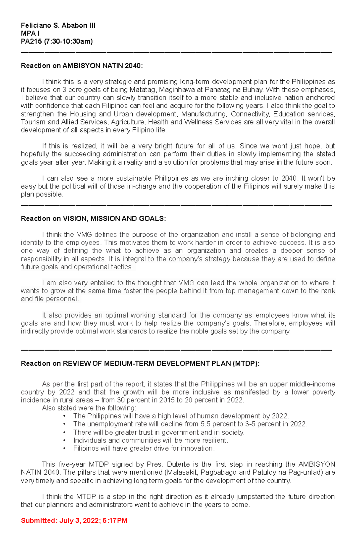 Ababon Reaction Paper and Case Study Files - Feliciano S. Ababon III ...