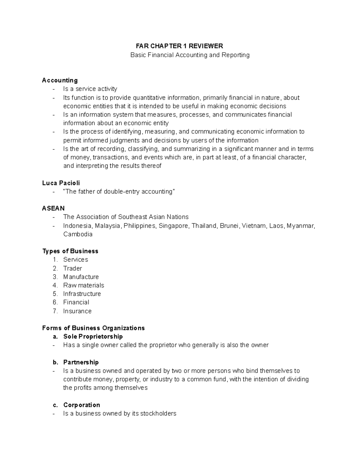 FAR 1: Basic Financial Accounting & Reporting Reviewer - Studocu