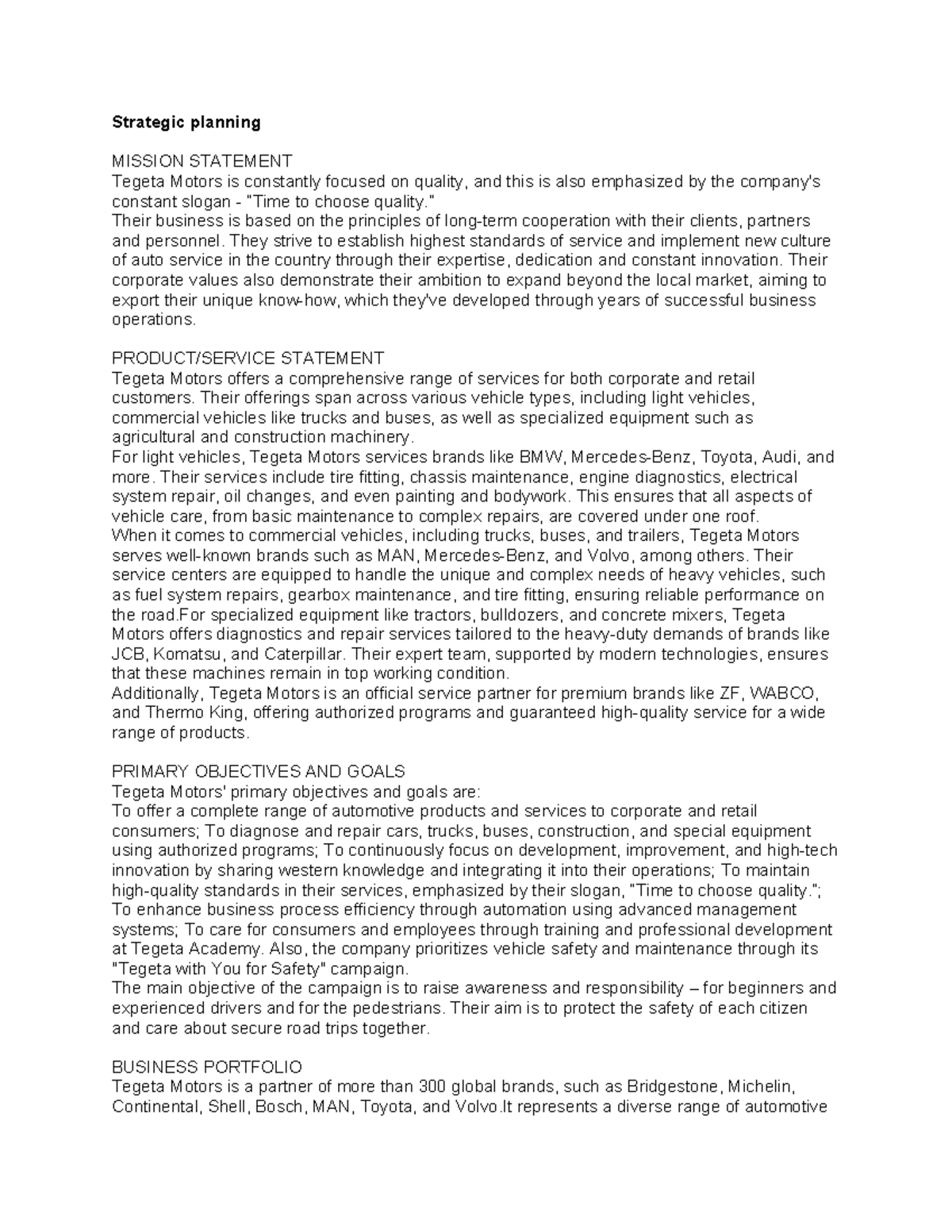 Marketing Final Presentation: Strategic Planning & Mission Statement ...