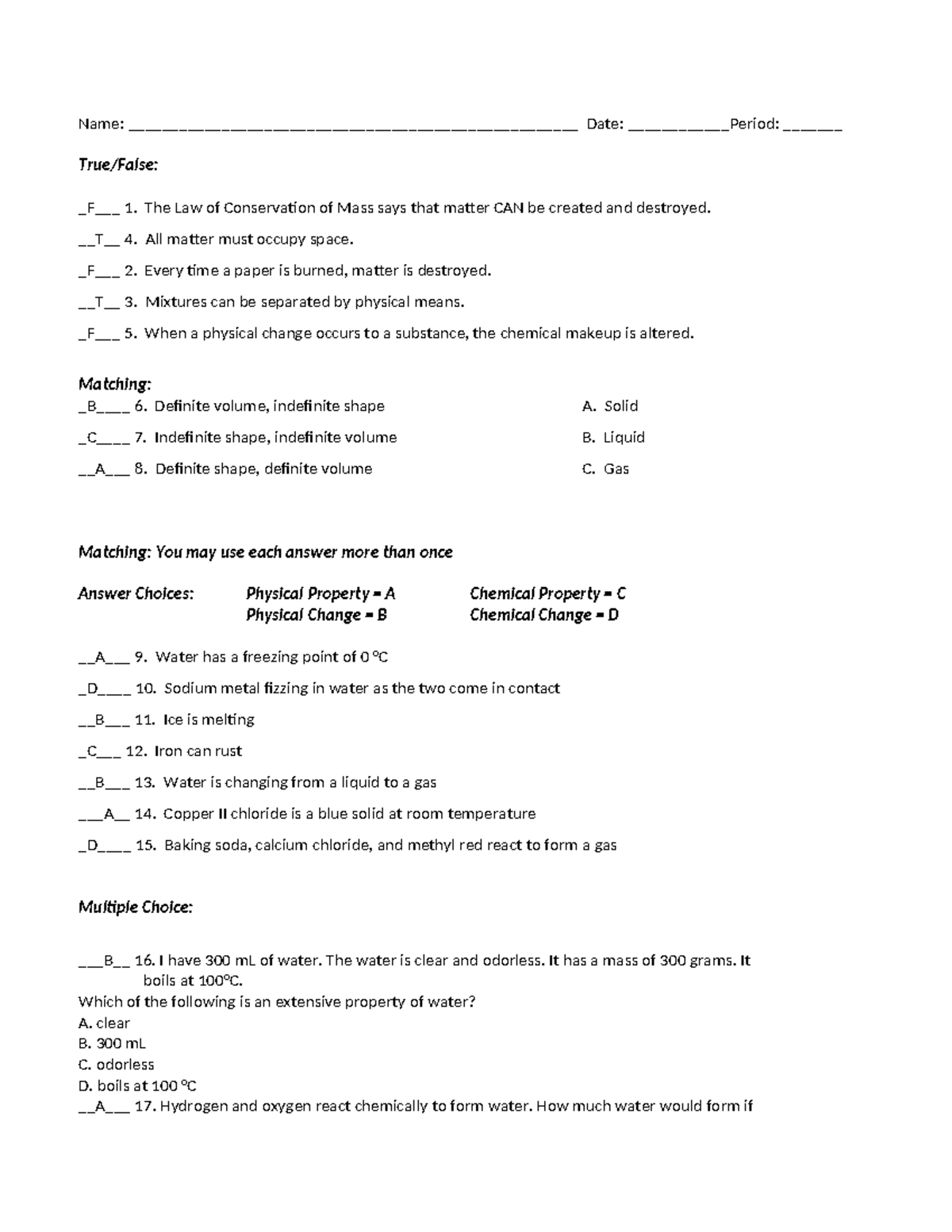 Copy of Matter Assignment - Name ...