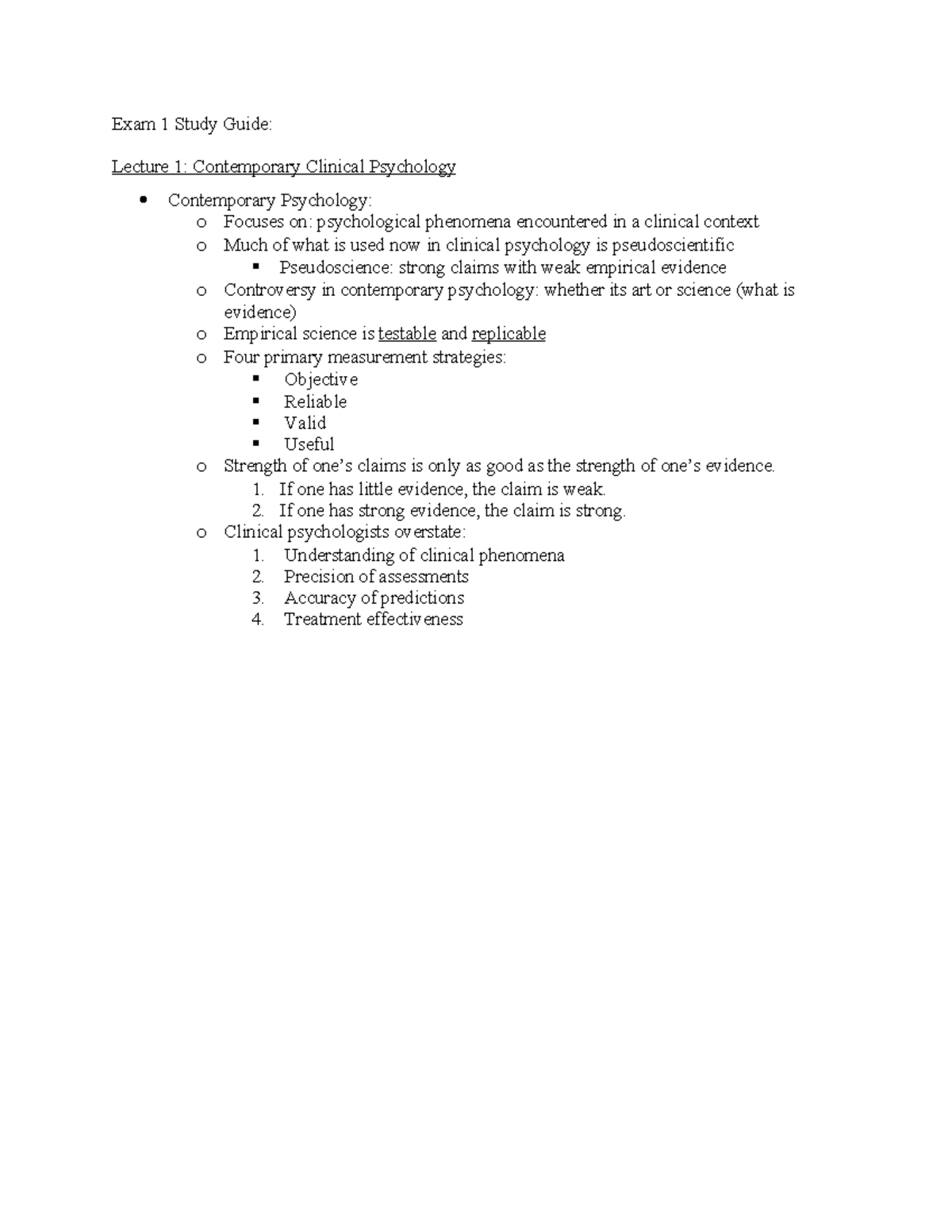 Exam 1 Study Guide: Contemporary Clinical Psychology Overview - Studocu