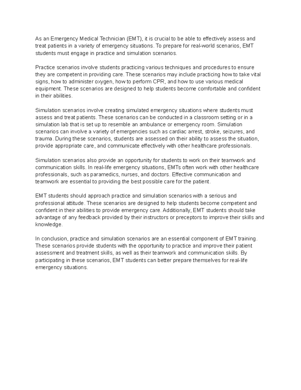 Practice and Simulation Scenarios for Patient Assessment and Treatment ...