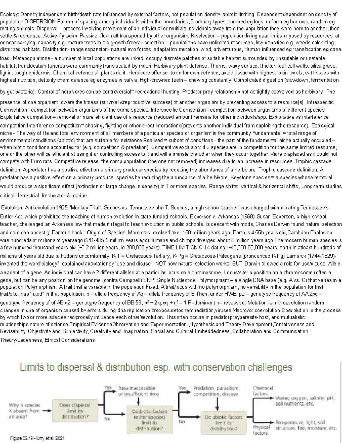 Ecology 109: Cheat Sheet on Density, Dispersion, and Evolutionary Factors - Studocu