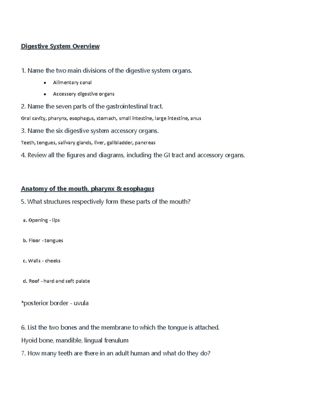 Review Questions for Digestive System - Module 3 - Studocu