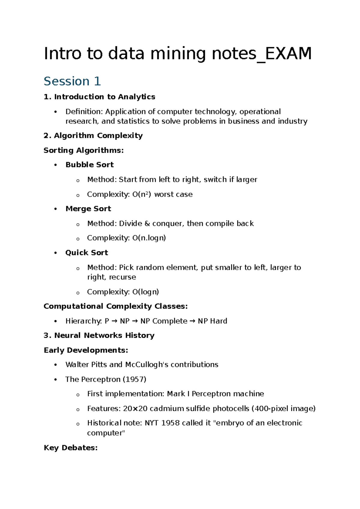 Intro to data mining notes - exam preparation guide - Studocu