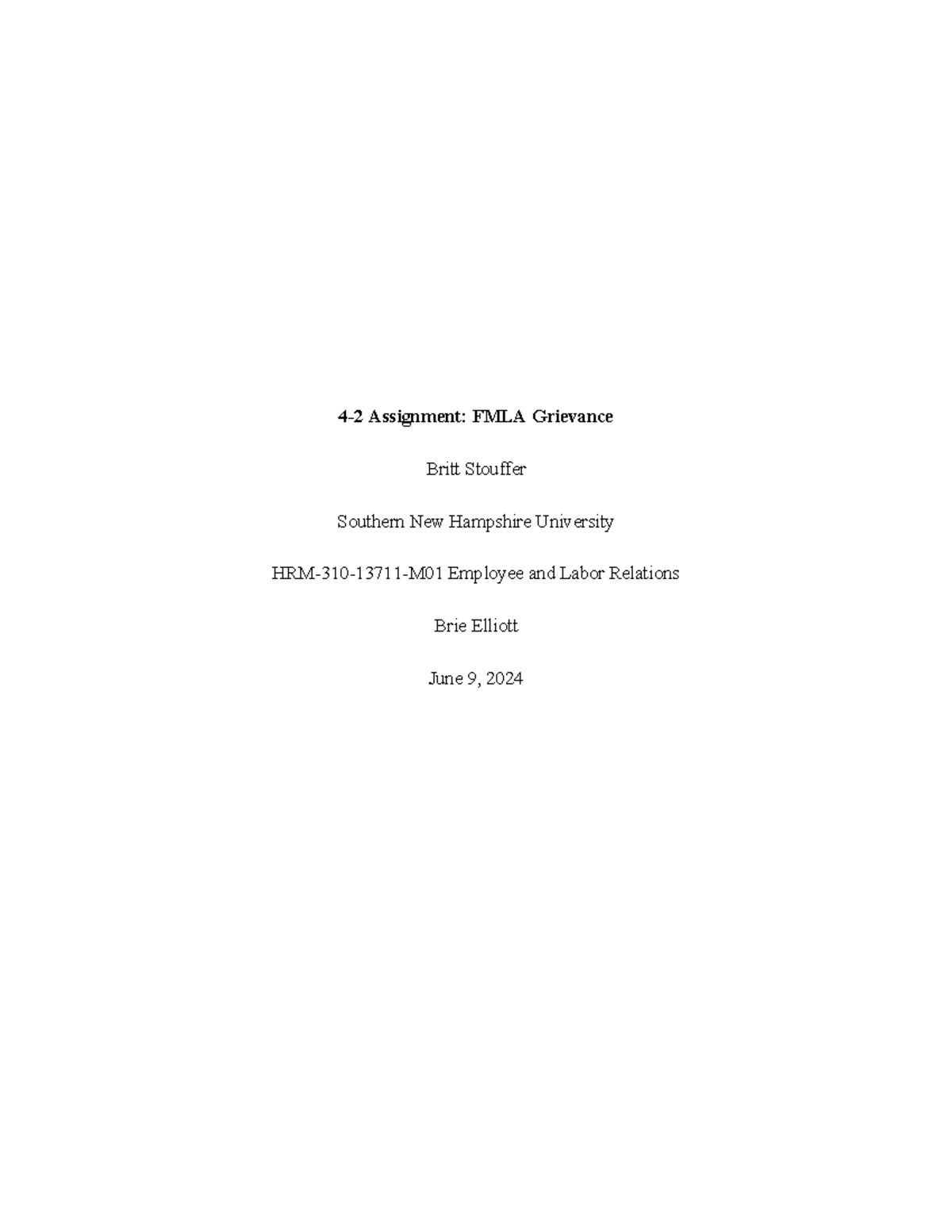 HRM-310 FMLA Grievance Procedures for Unionized & Nonunionized Workers ...
