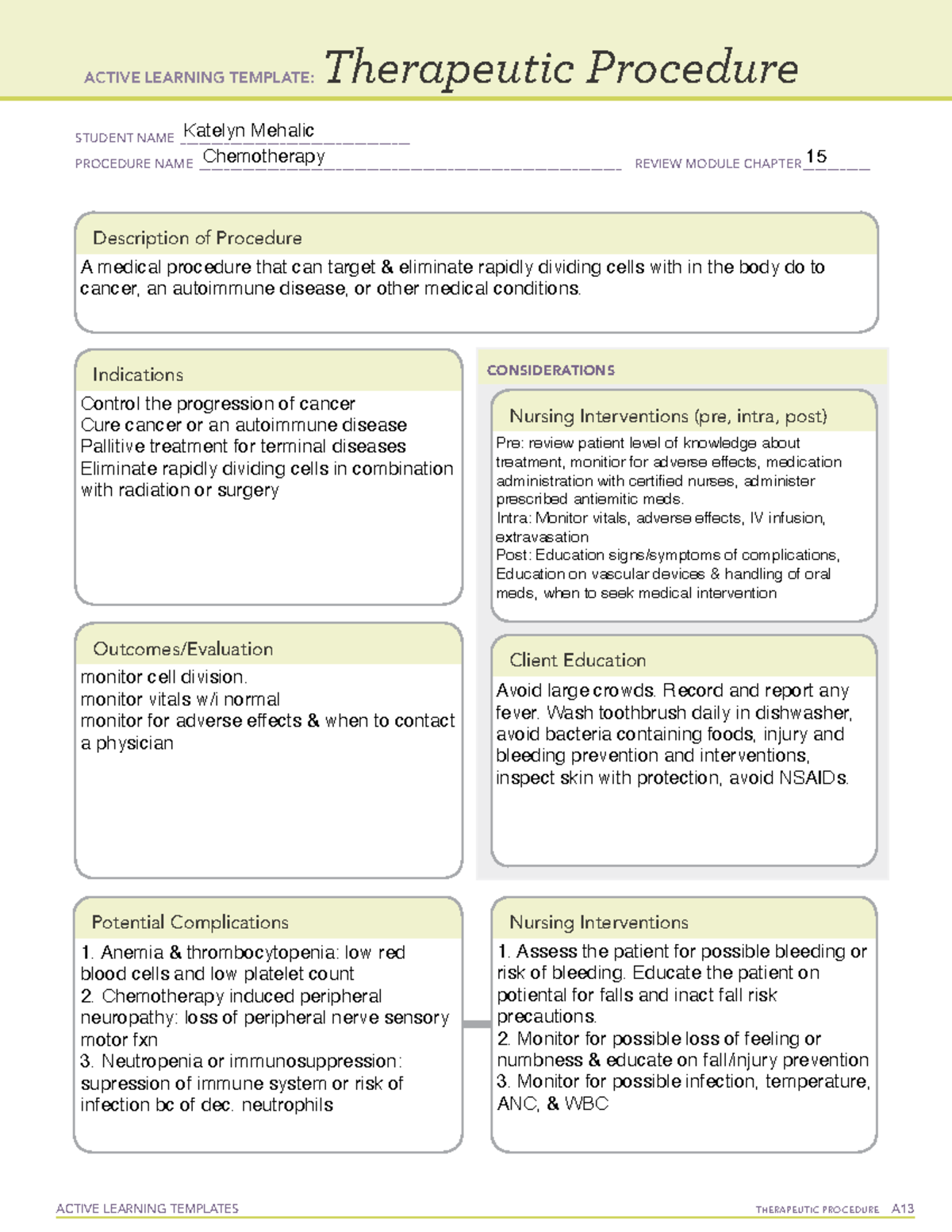 Chemotherapy Therapeutic Procedure: Active Learning Template Guide ...