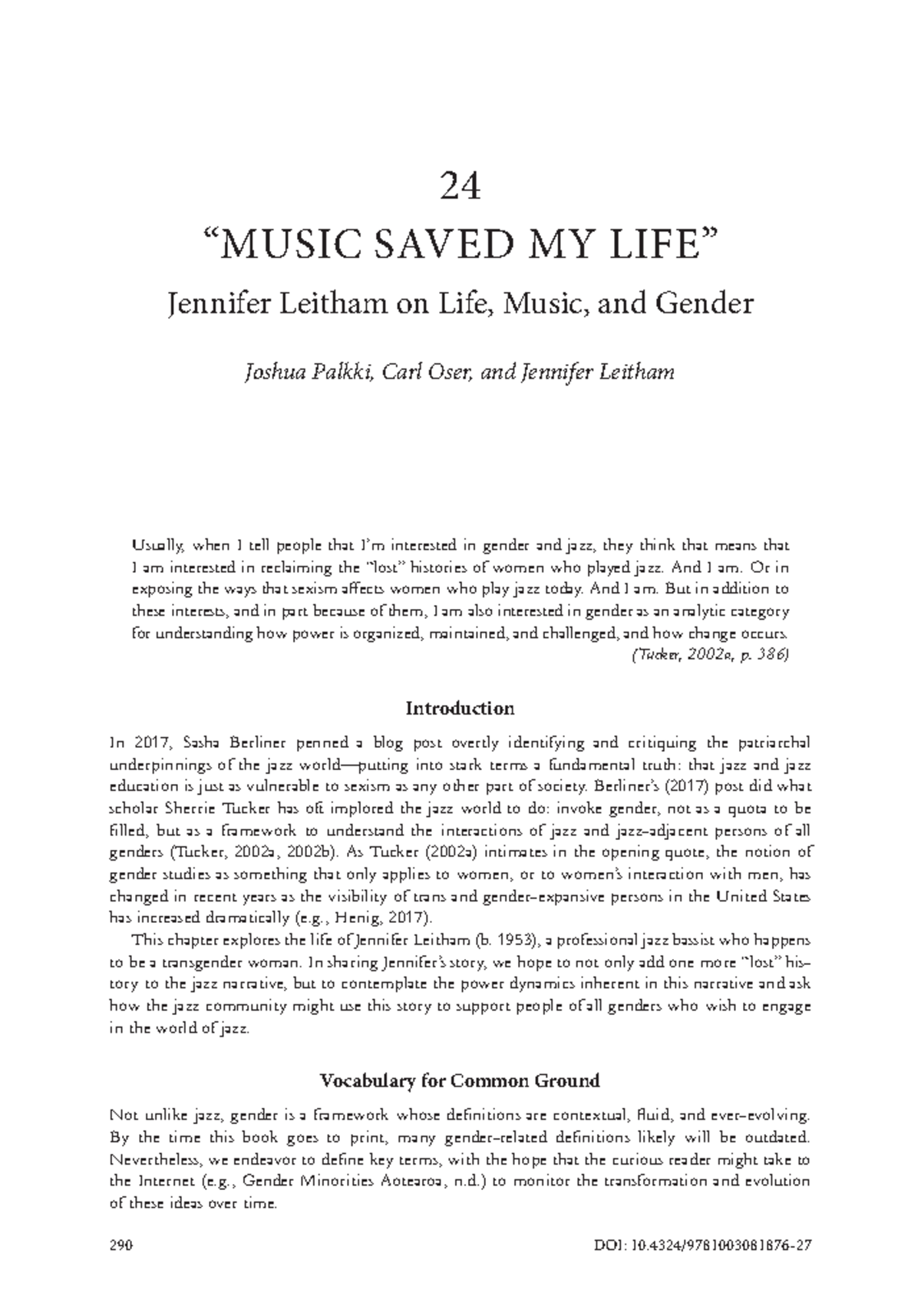 Music Saved My Life: Jennifer Leitham's Journey in Jazz and Gender ...