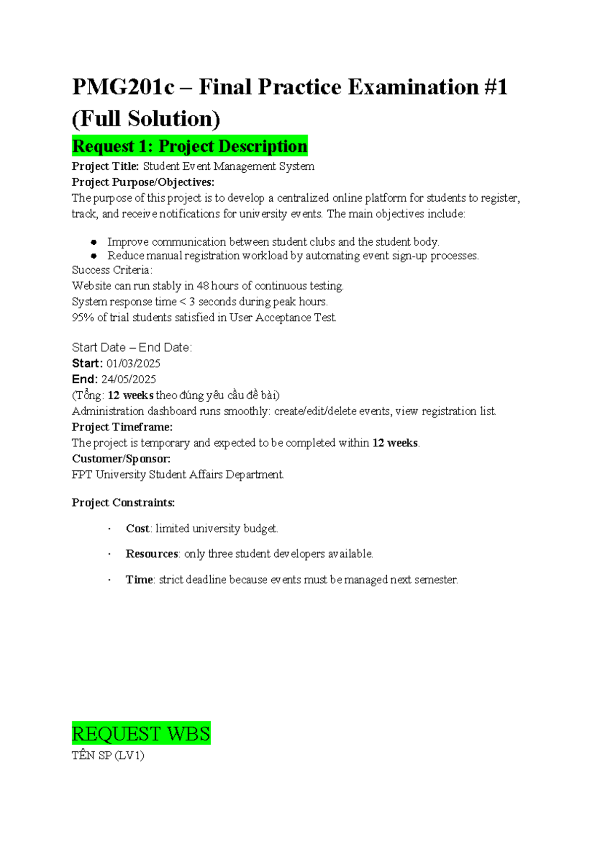 PMG201c Final Exam Practice: Student Event Management System Project ...