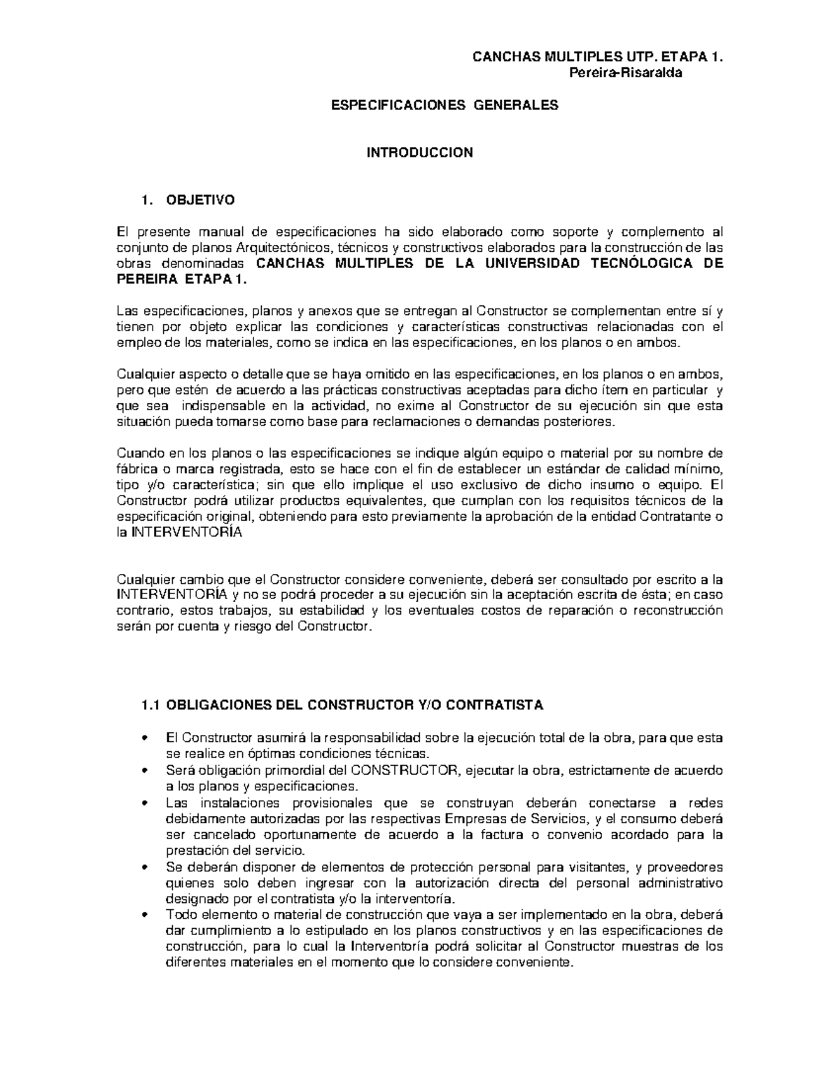 Especificaciones Técnicas para la Construcción de Canchas Múltiples UTP ...