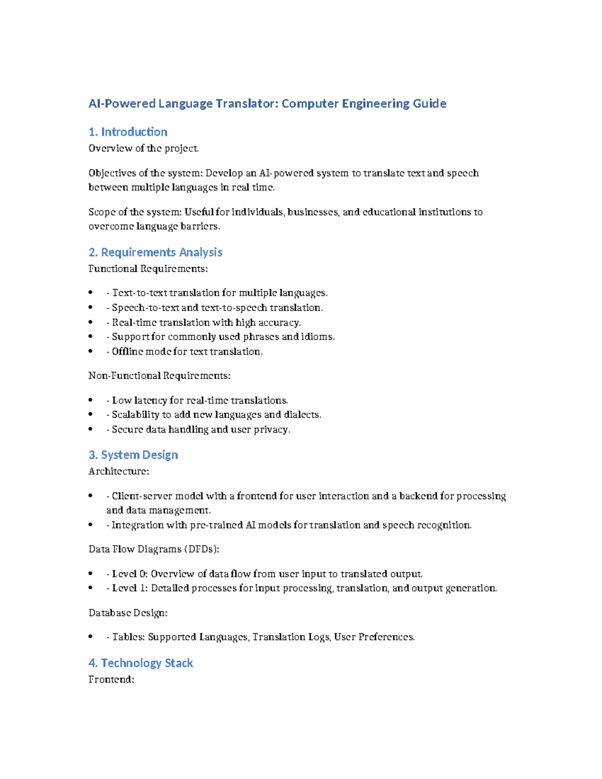 AI Powered Language Translator: Computer Engineering Guide - Studocu