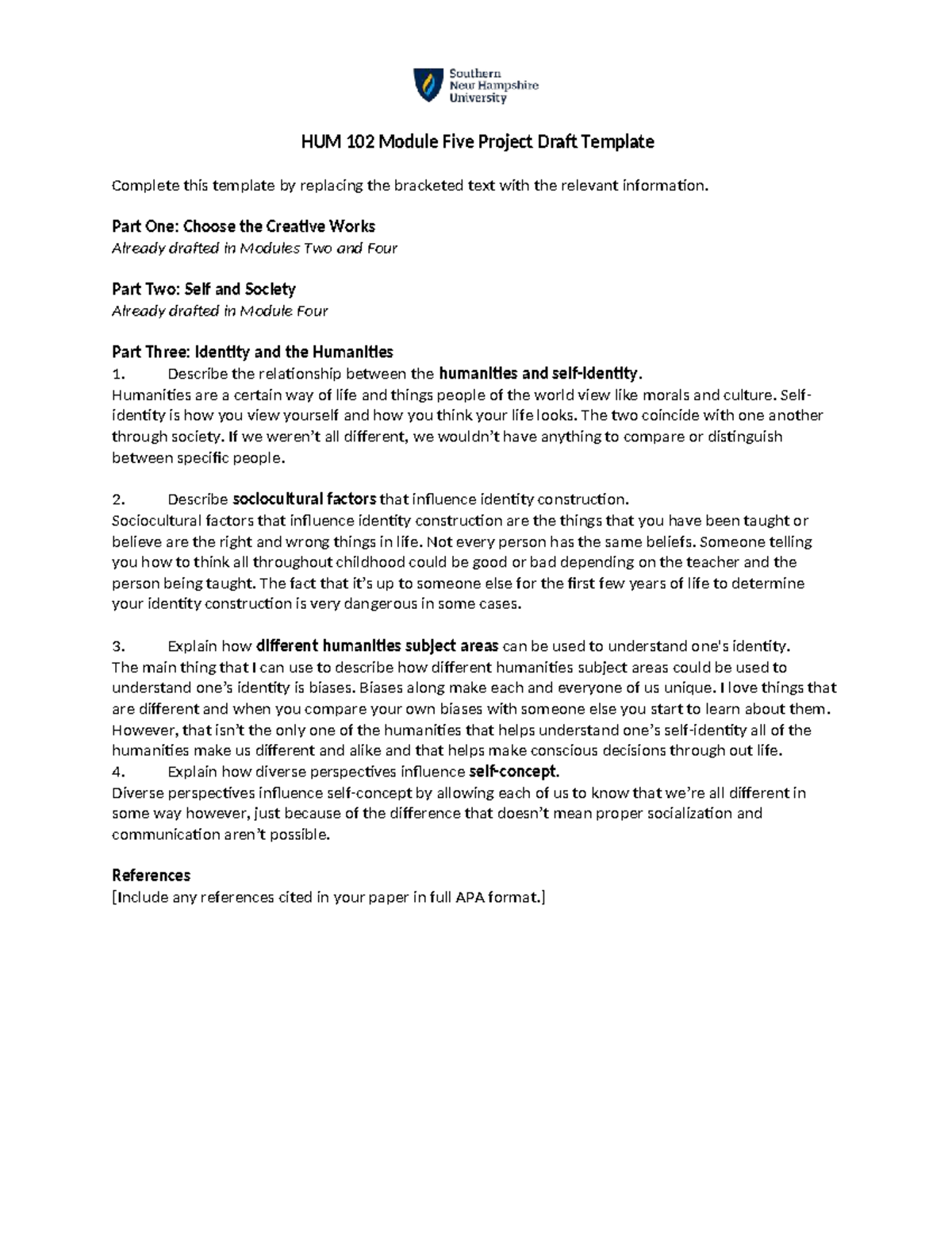 HUM 102 Module Five Project Draft: Identity & Society Analysis - Studocu