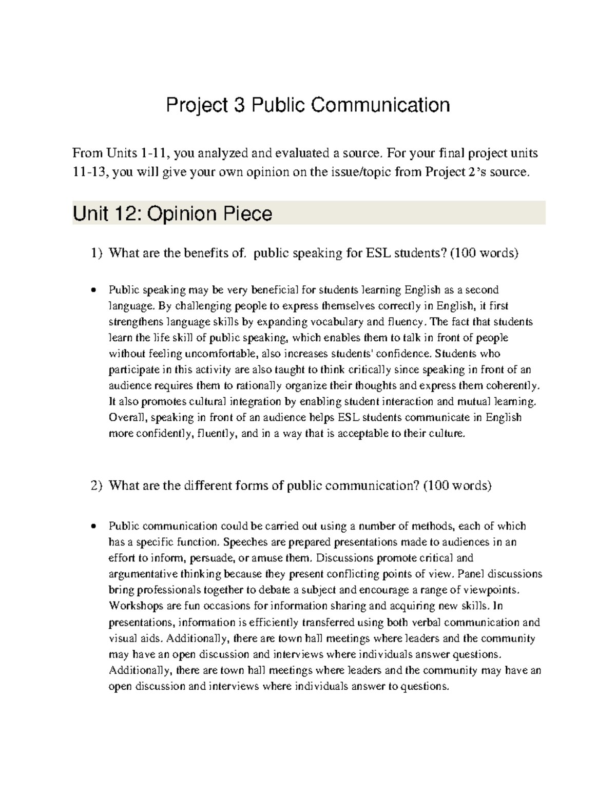 Project 3 Public communication Final 44 - Project 3 Public ...