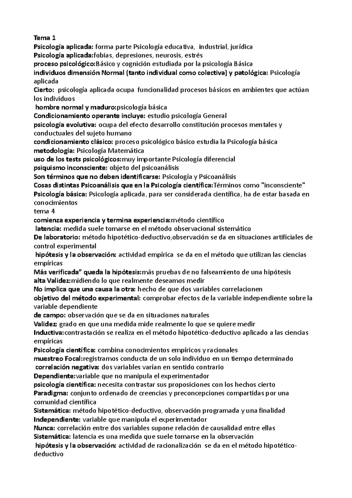 Esquema de Psicología: Temas 1-7 - Psico 1-7 - Studocu