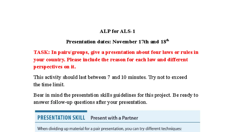 ALS-1 ALP Presentation Notes: Laws & Perspectives (Nov 17-18) - Studocu