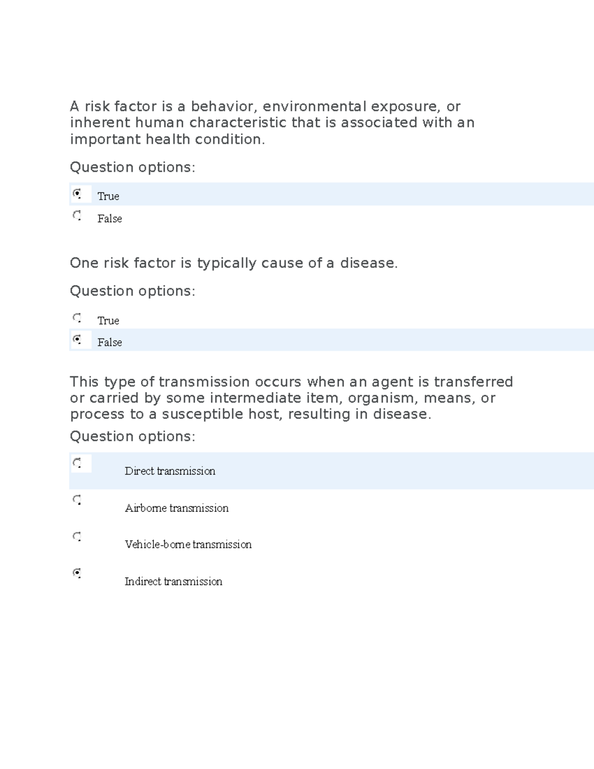 Quiz Module 2: Epidemiology and Risk Factors Analysis - Studocu