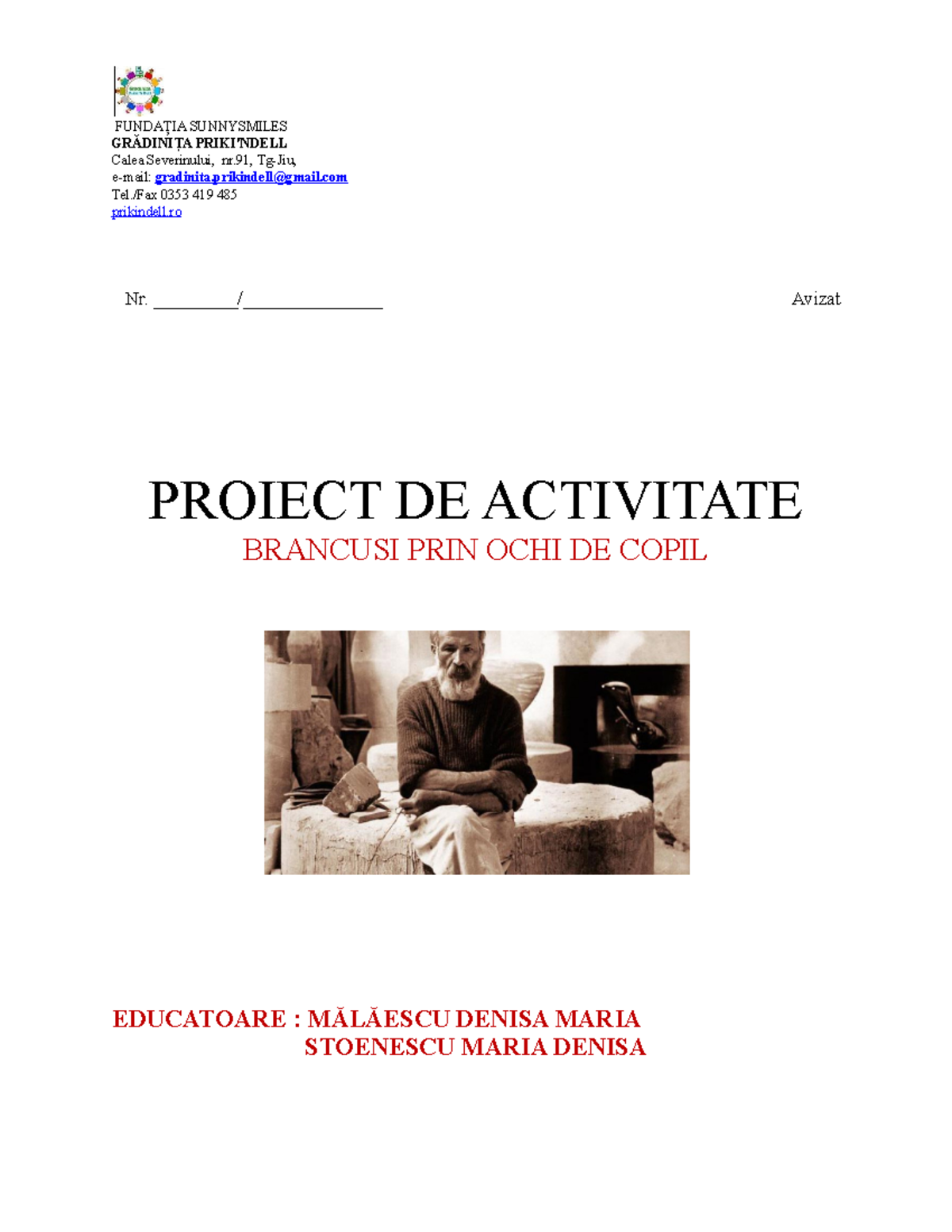 Proiect Extracurricular: Brâncuși prin Ochi de Copil - Studocu