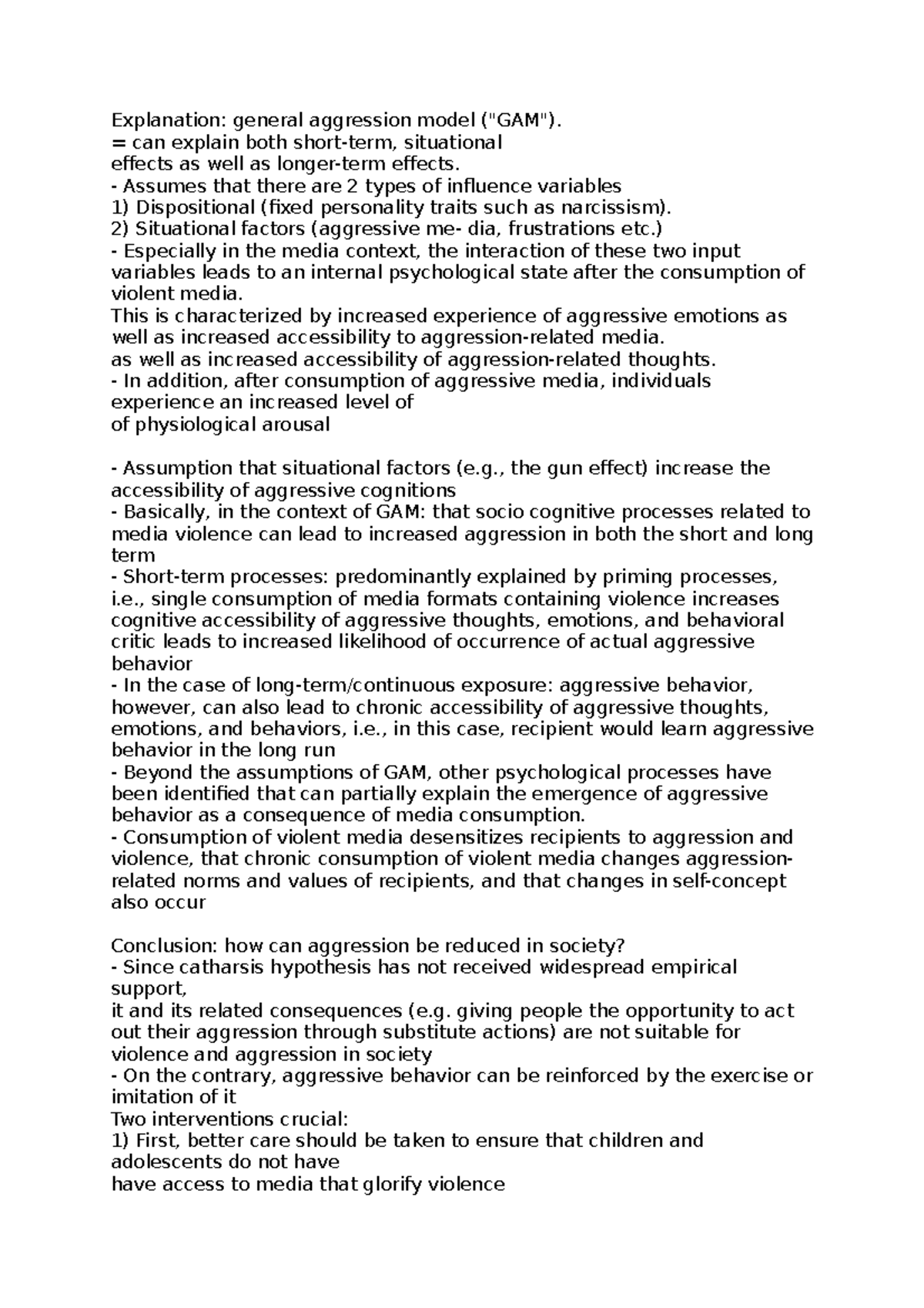 GAM Insights: Lecture Notes on Aggression Models & Prevention ...