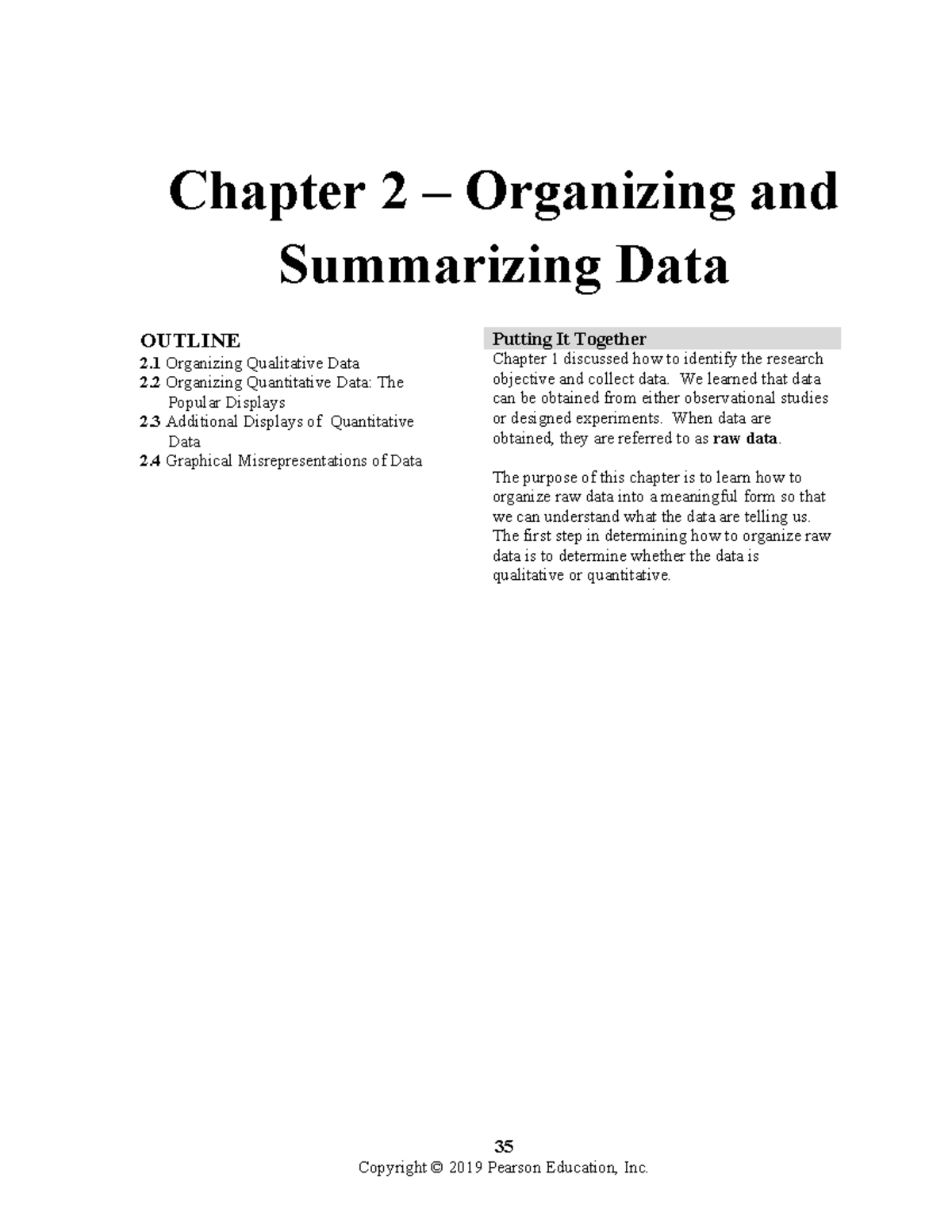 CHapter 2 updated - 35 Chapter 2 – Organizing and Summarizing Data ...