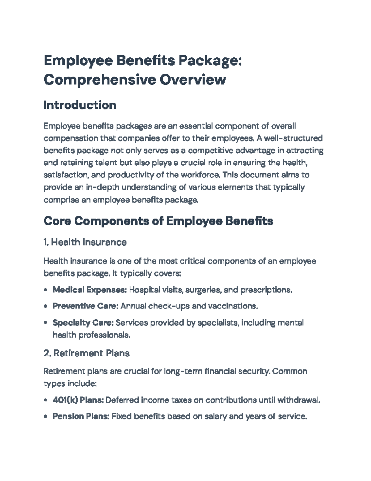 Comprehensive Guide to Employee Benefits Package Overview - Employee ...