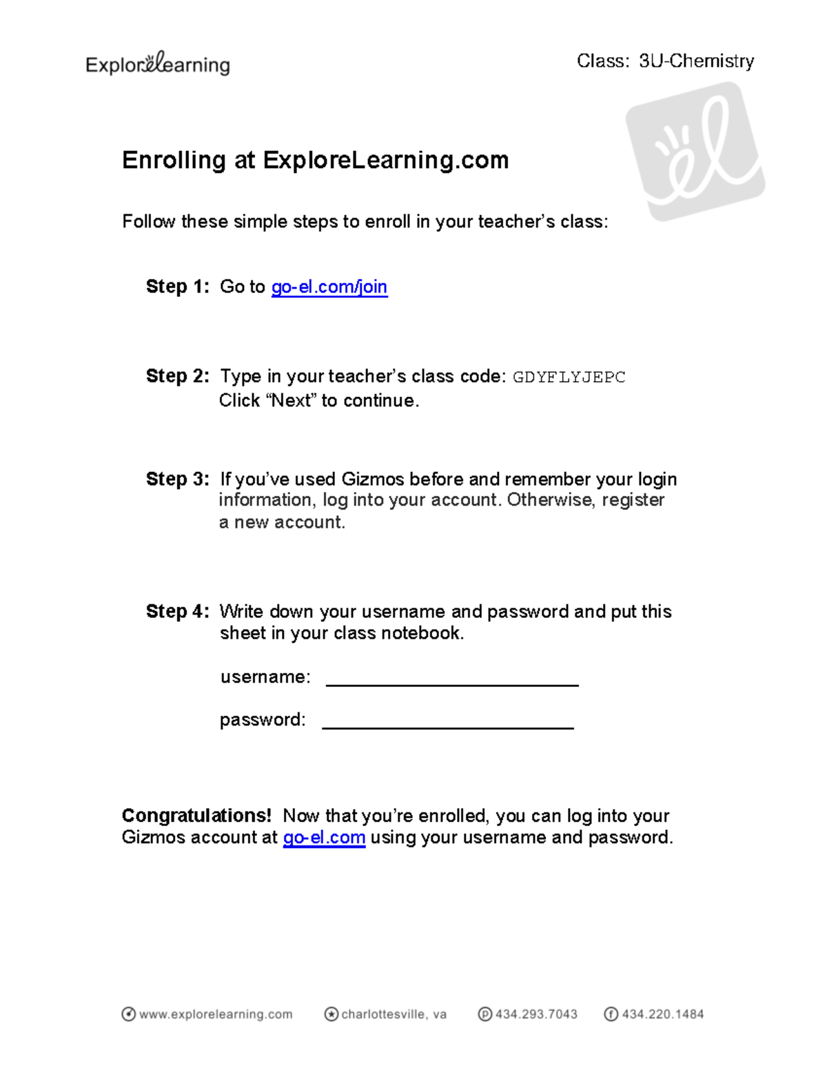 Gizmo 11U Chem1 - Enrolling at ExploreLearning Follow these simple ...