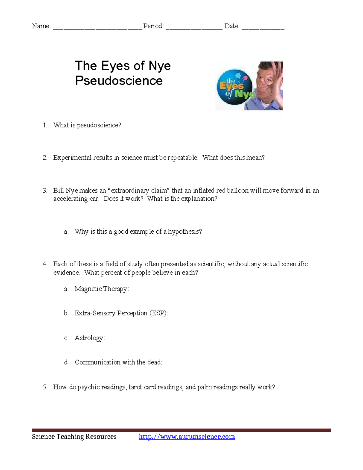Eyes of Nye: Understanding Pseudoscience Concepts - Studocu