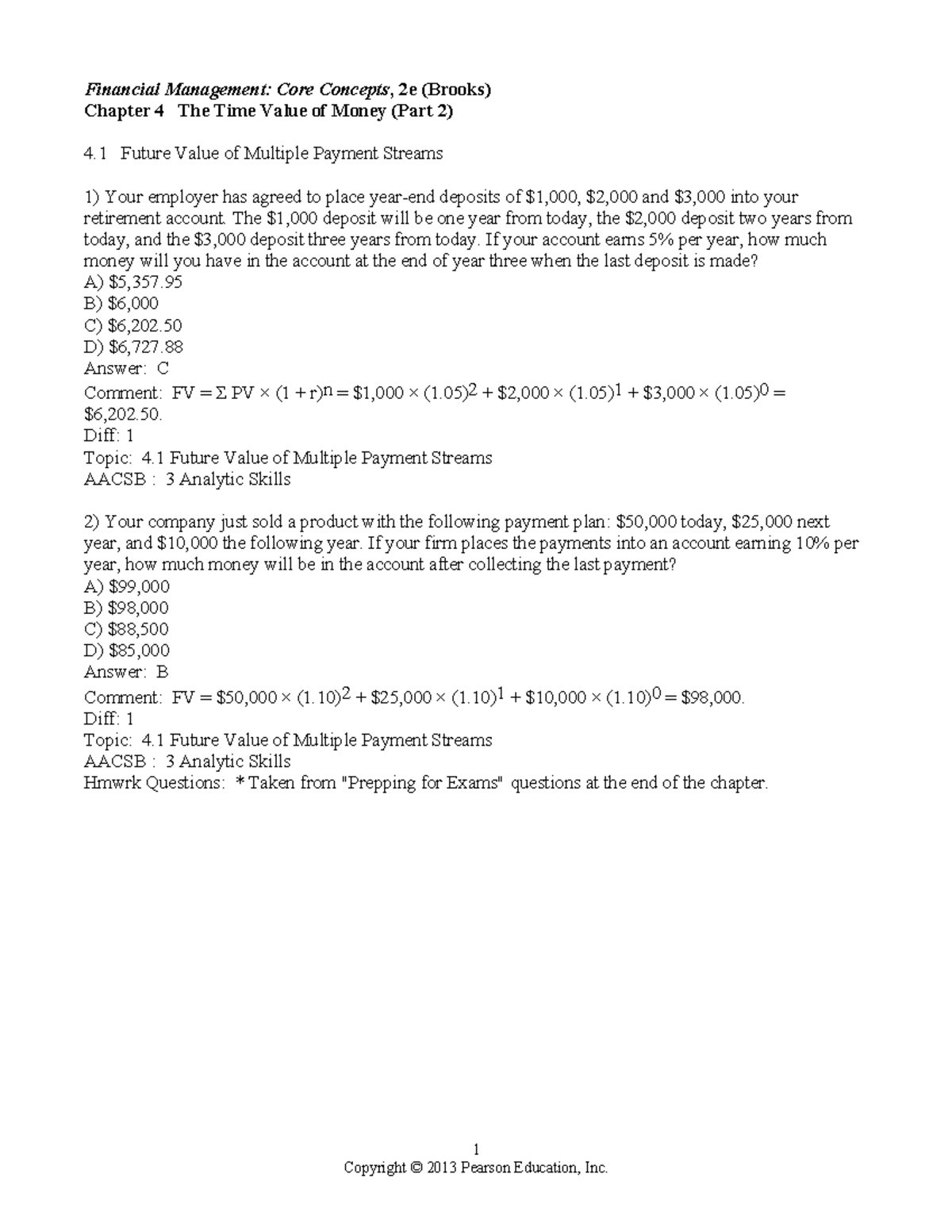 ch 4 tb Financial Management - Financial Management: Core Concepts, 2e ...