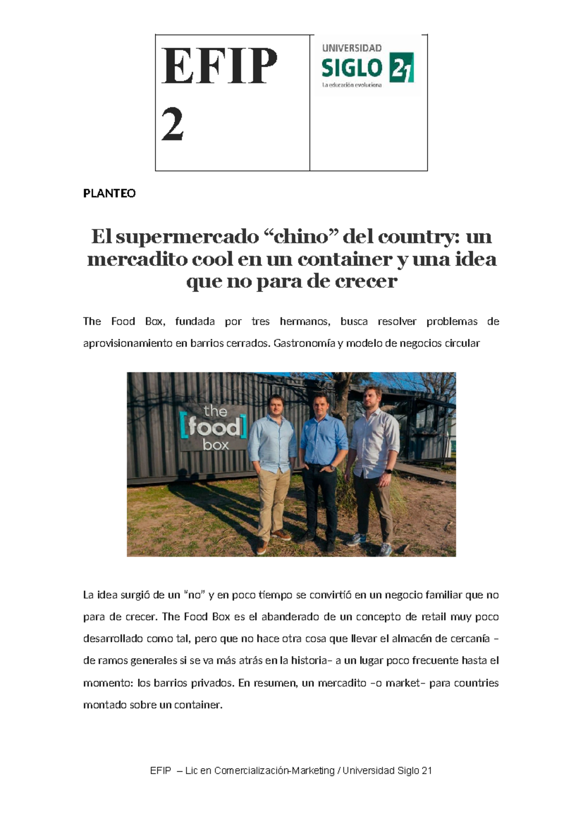 EFIP 2 - The Food Box: Innovación en Supermercados para Barrios ...