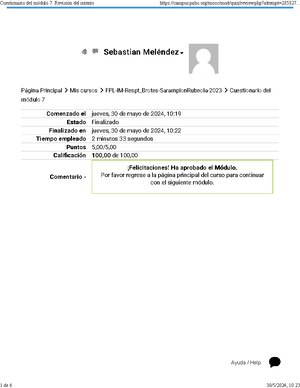 Cuestionario del módulo 3 Revisión del intento - CCoommeennzzaaddoo eell jueves, 30 de mayo de ...