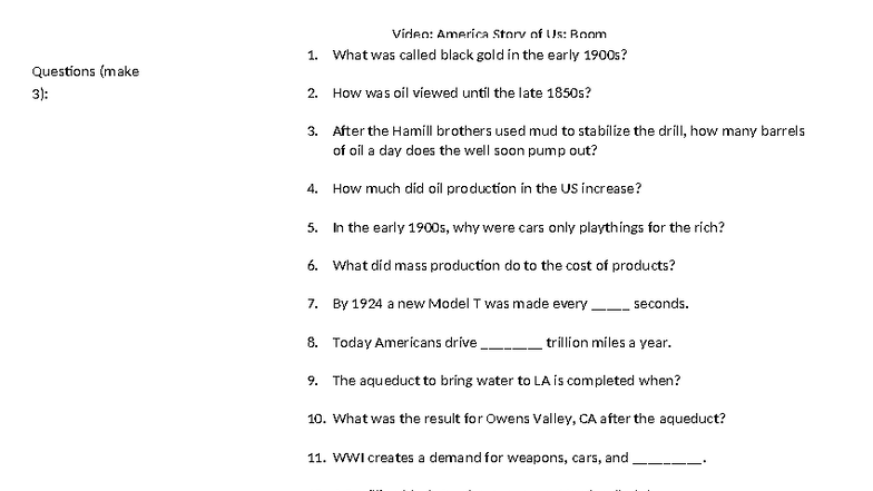 America Story of Us: Boom - Key Questions and Summary - Studocu