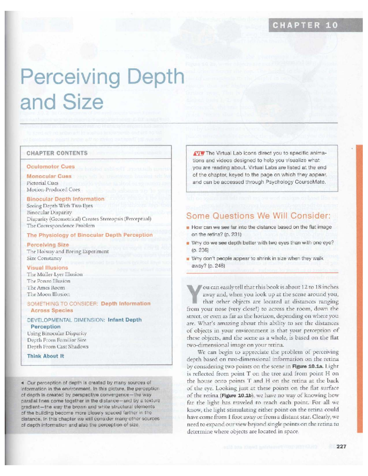 CHAPTER 10: Understanding Depth and Size Perception in Psychology - Studocu