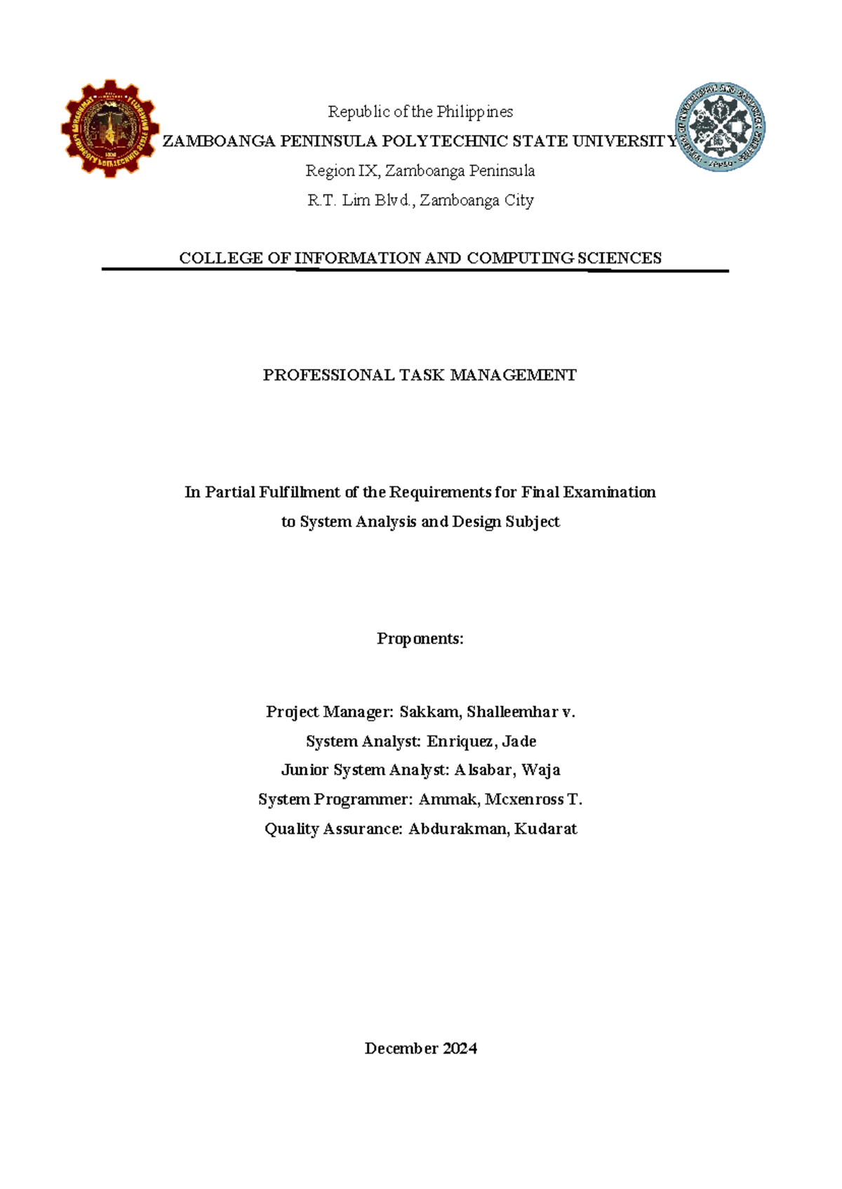 Professional Task Management Research - System Analysis & Design Final ...