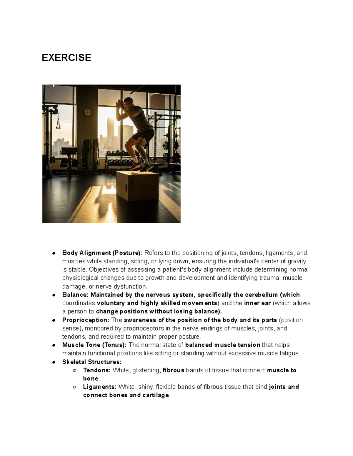 Activity and Exercise Assessment for Body Alignment and Mobility - Studocu