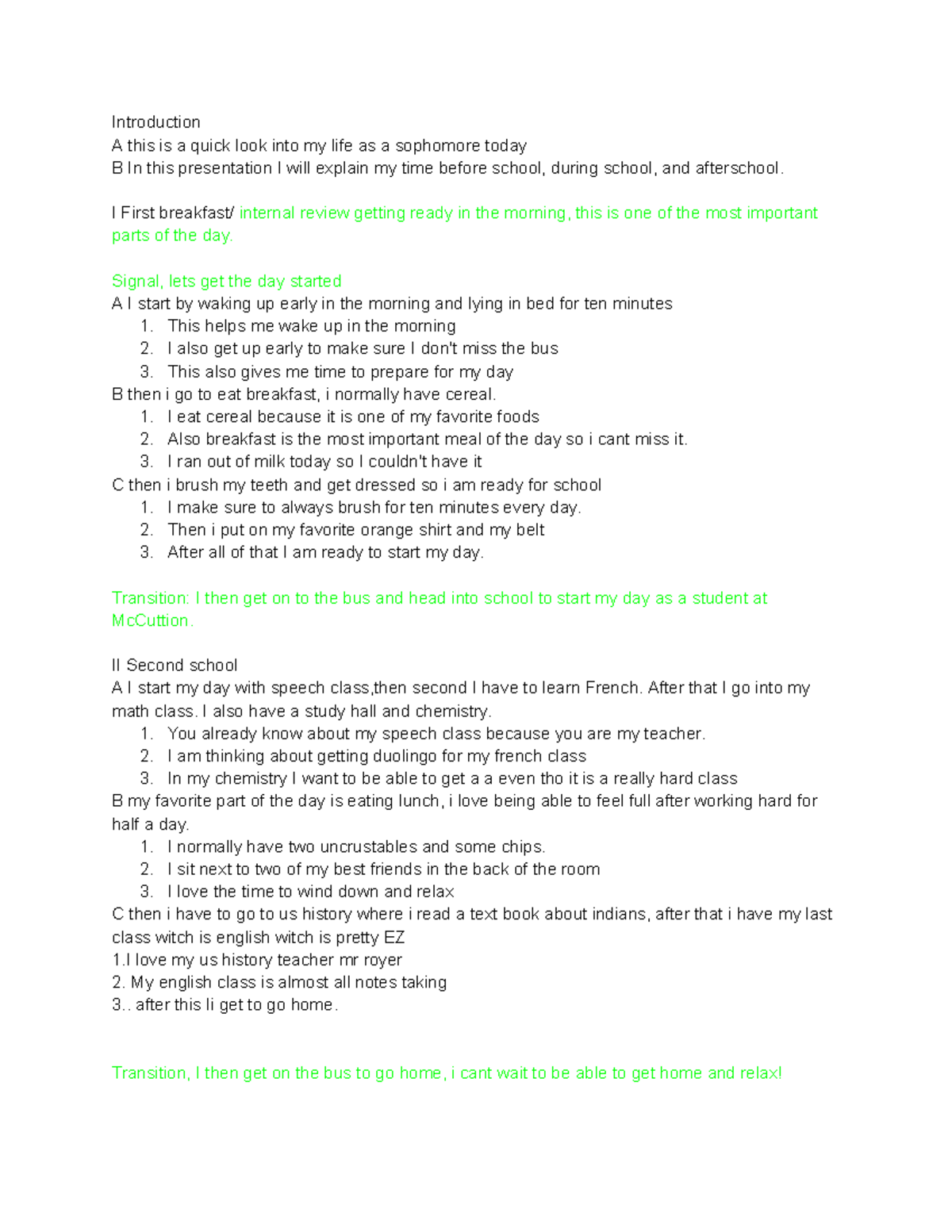 Sophomore Life Overview: A Day in My School Routine - Studocu