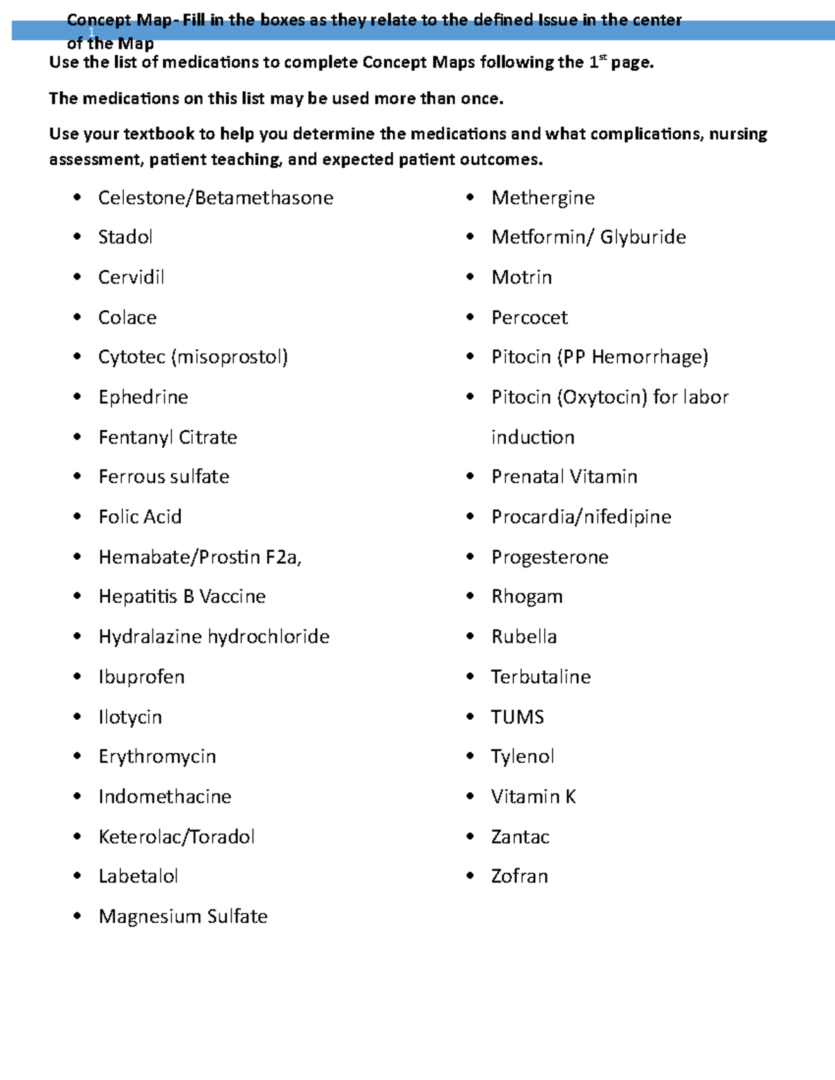OB Medications Concept Maps for Nursing Assessments and Teaching - Studocu
