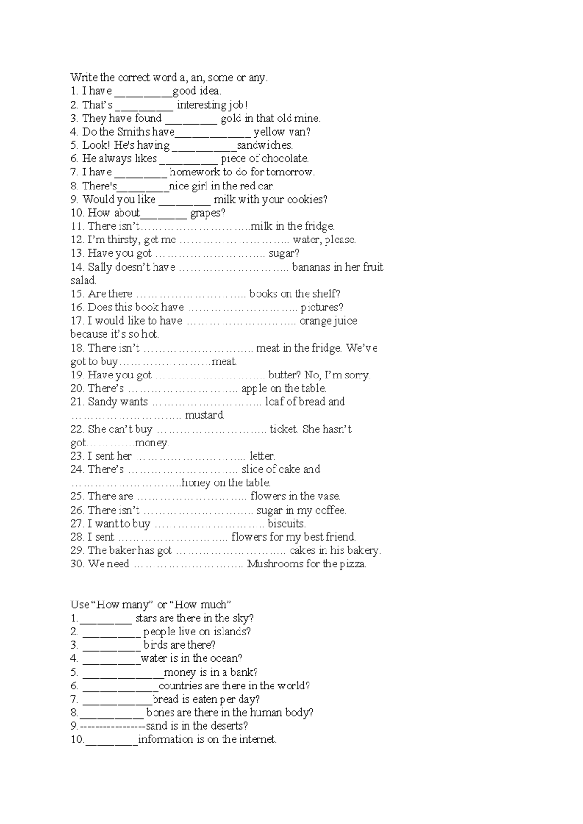 Grammar Exercise: Using A, An, Some, or Any (Phoo phoo 1) - Studocu