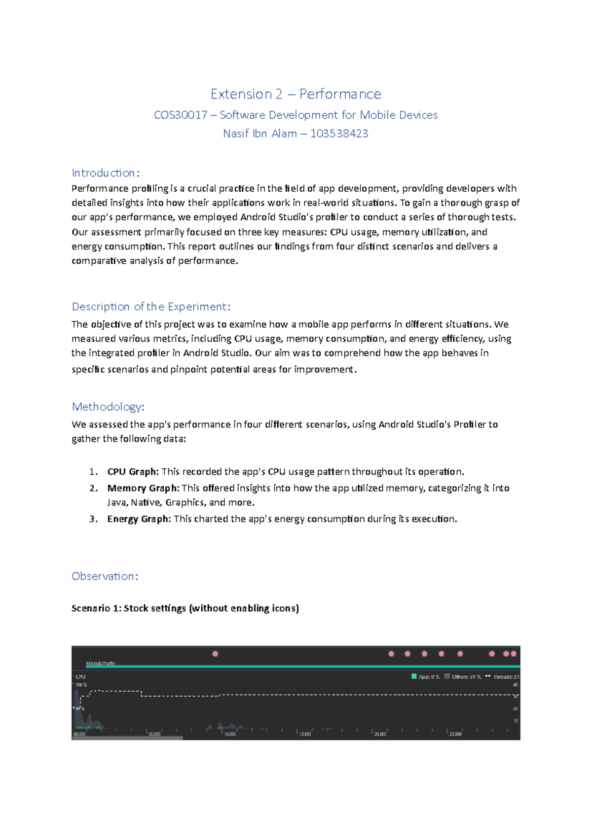 Extension 2 Credit - Extension 2 – Performance COS30017 – So ware Development for Mobile Devices ...